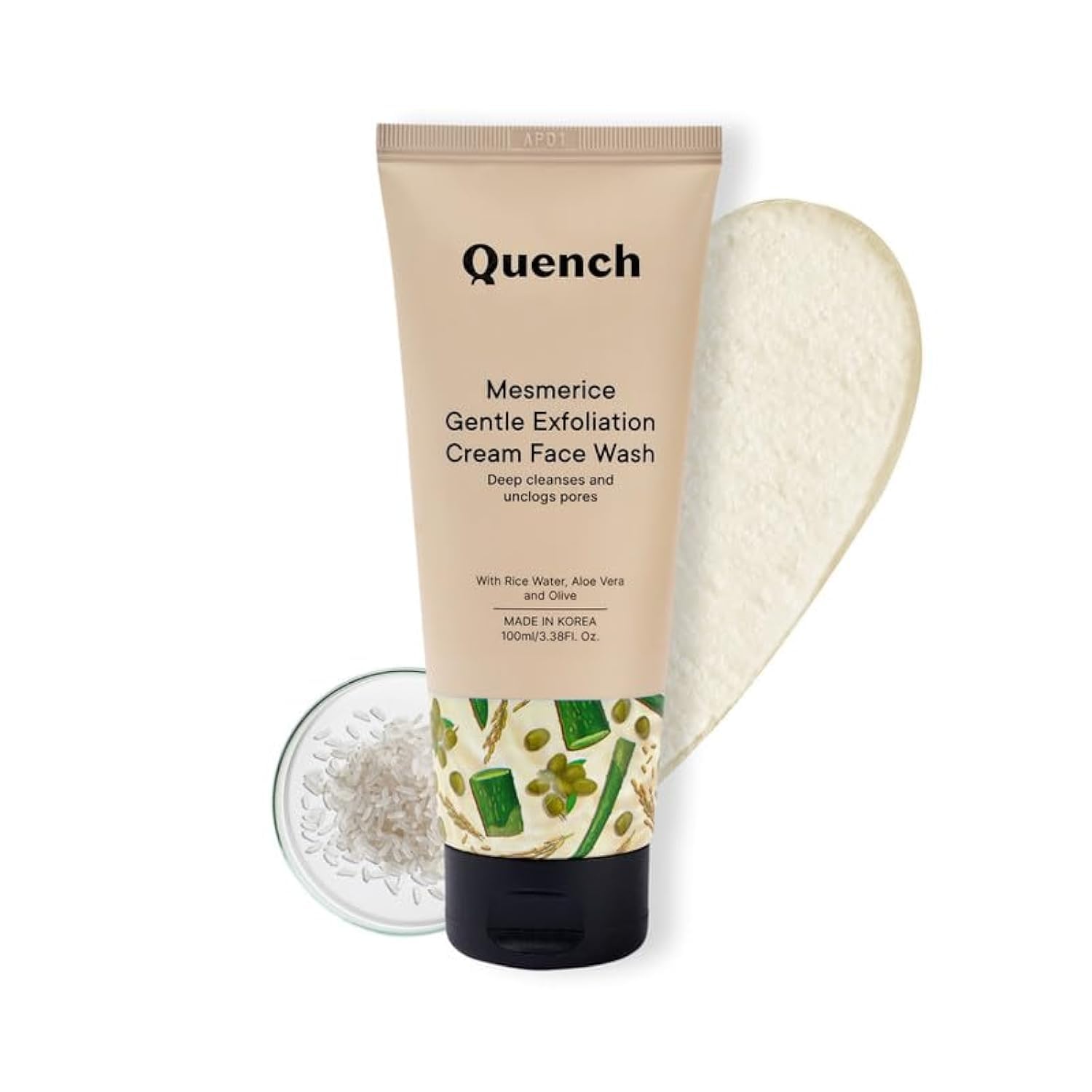 QUENCH BOTANICS Rice Water Gentle Exfoliation Cream Face Wash | Korean ...