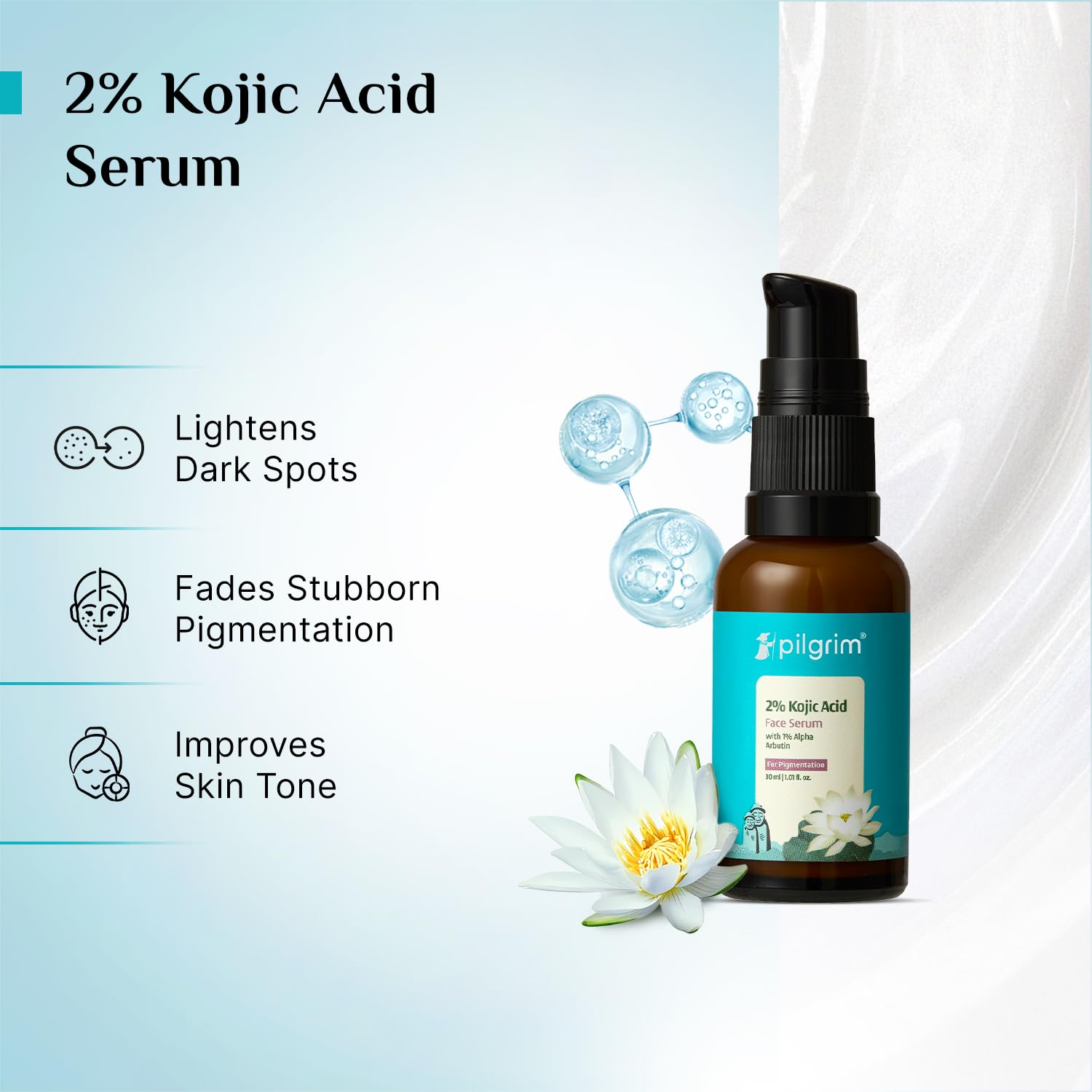 Pilgrim 2% Kojic Acid Serum for face (30 ml) with 1% Alpha Arbutin & K ...