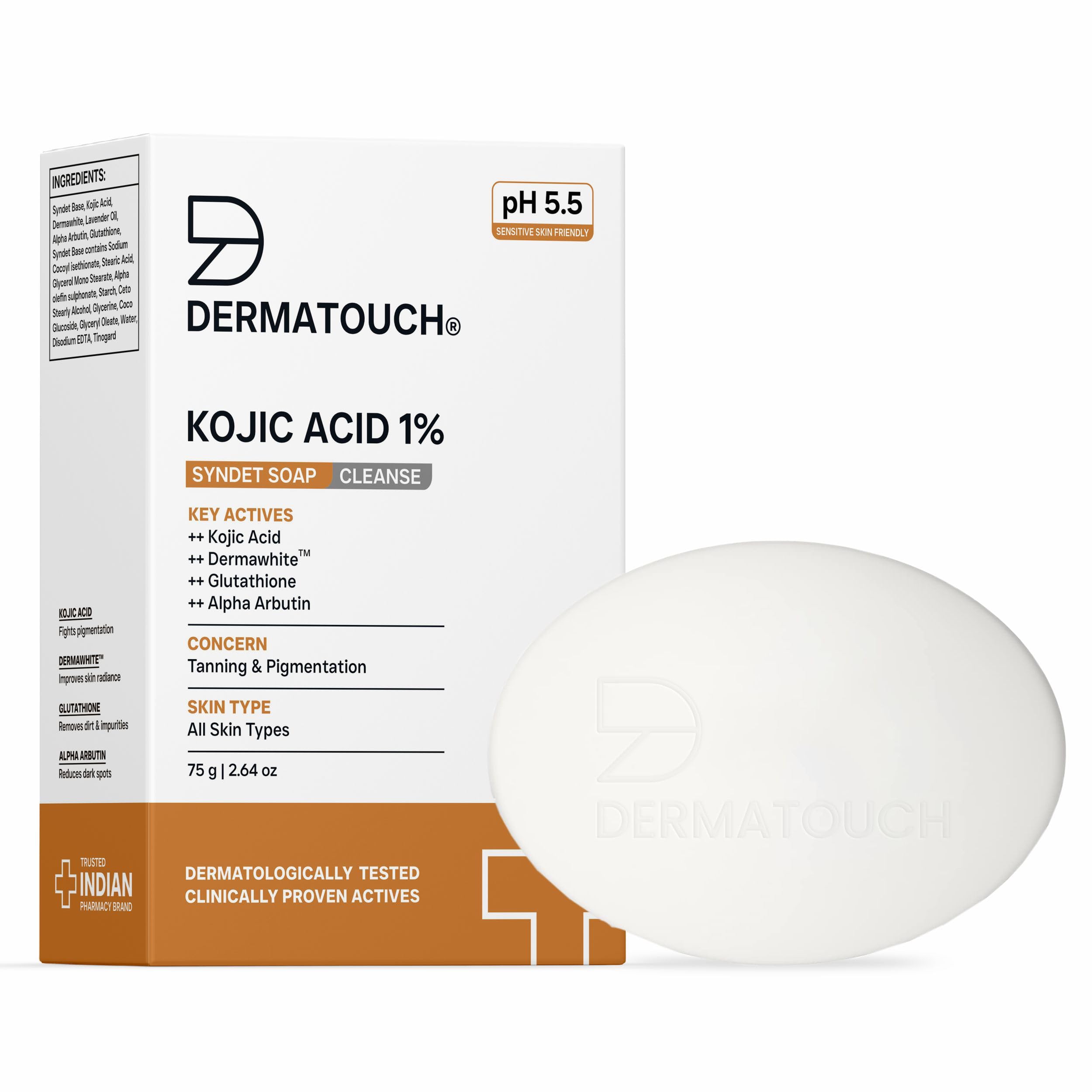 DERMATOUCH Kojic Acid 1% Soap with Glutathione | For Pigmentation & Sun ...