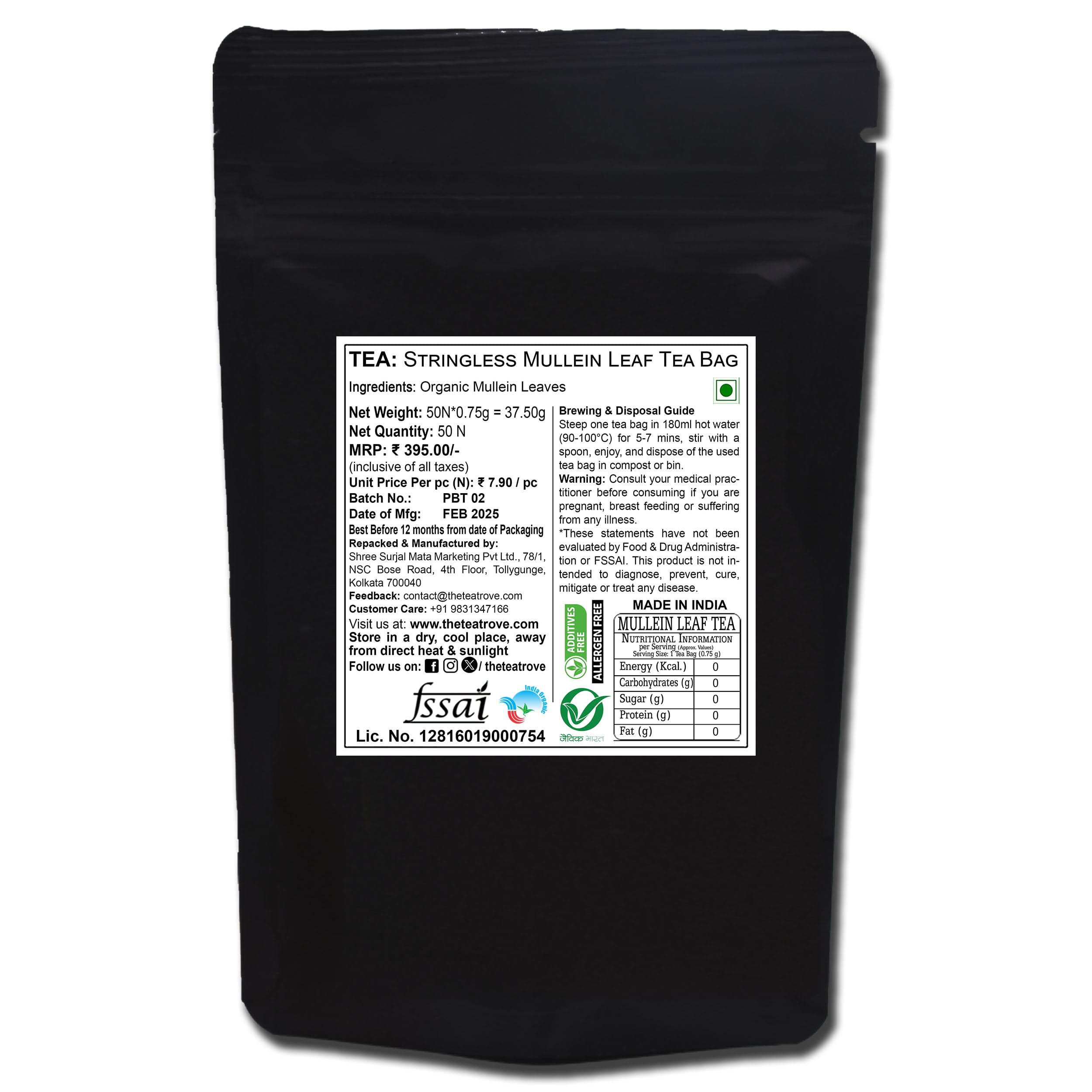 The Tea Trove Herbal Mullein Lung Detox - 50 Pyramid Tea Bags in ...