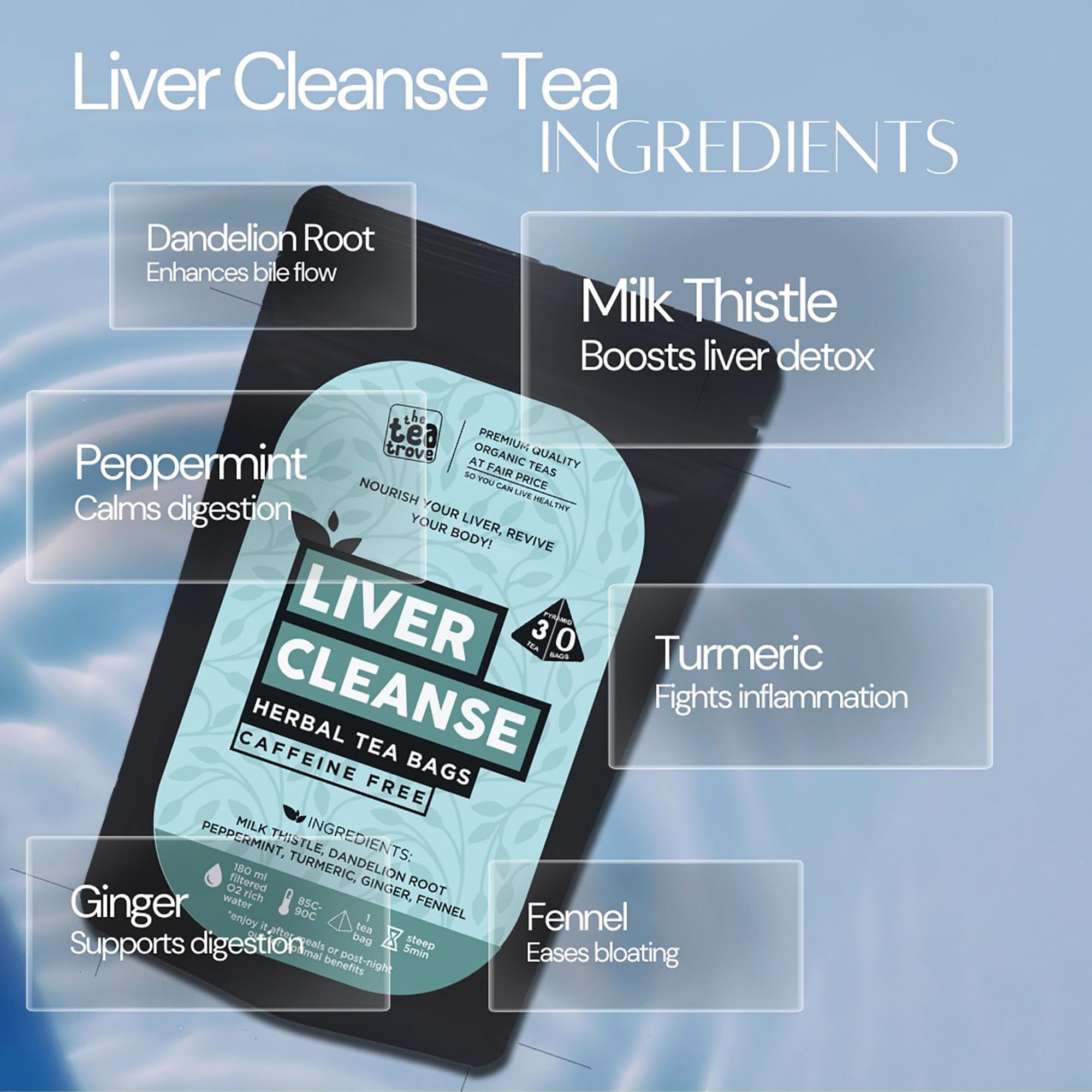 The Tea Trove Liver Cleanse Tea Bags (30 counts) – Fatty Liver Detox ...