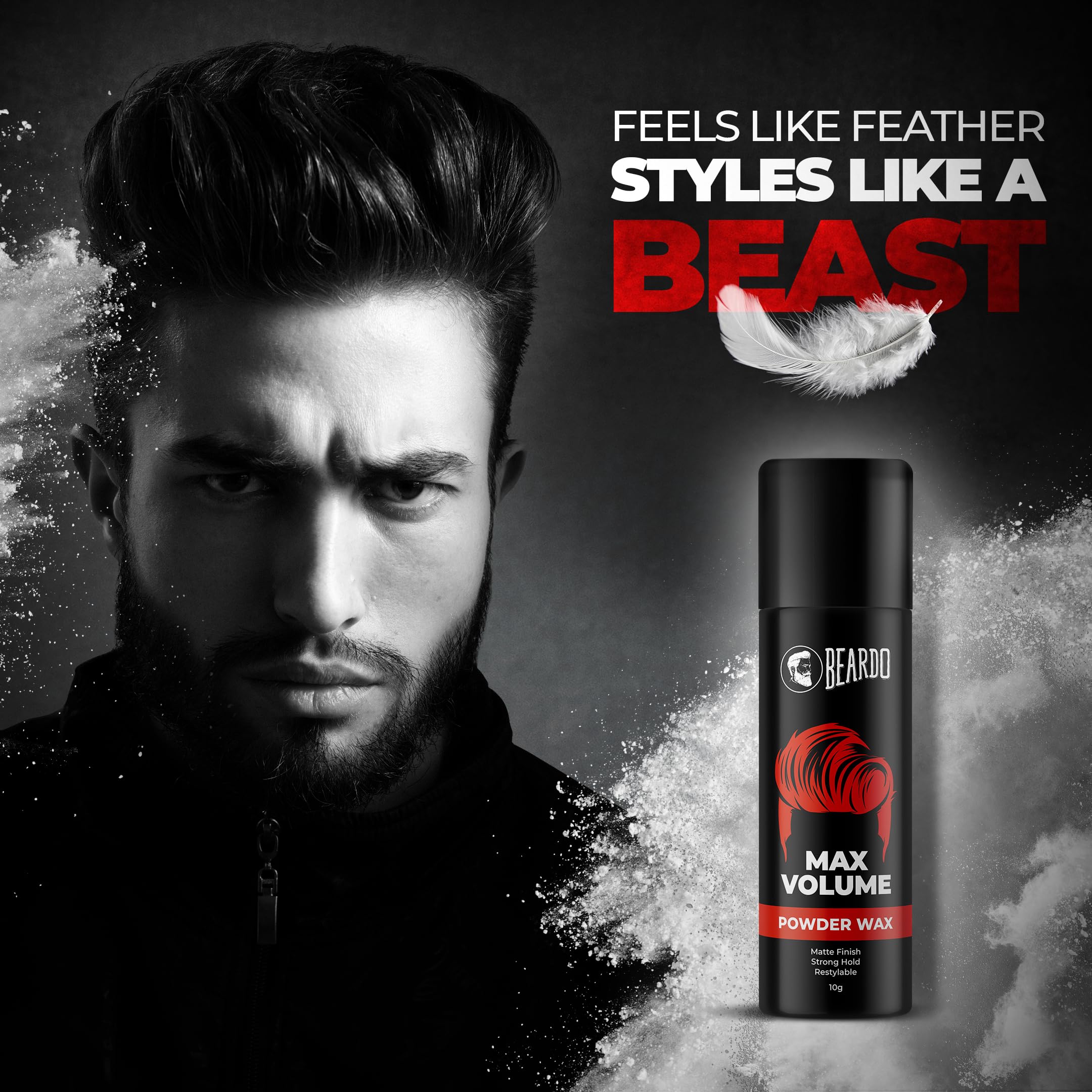 Beardo Max Volume Powder Wax 10 gm | Matte Finish | Strong Hold ...