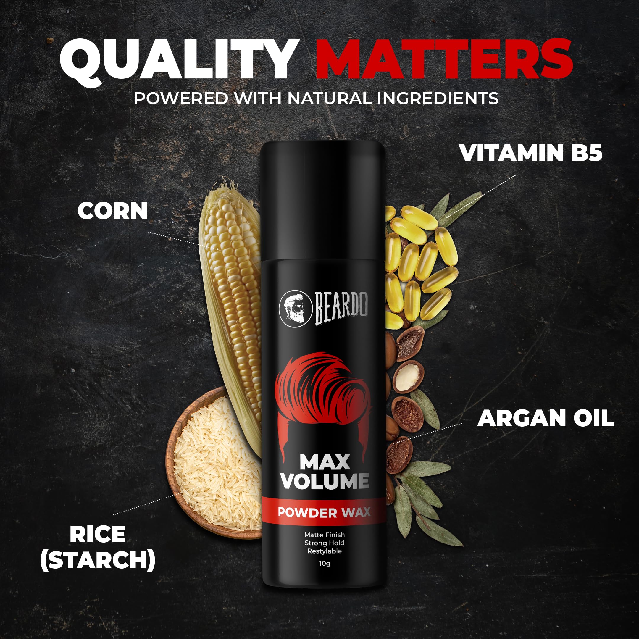 Beardo Max Volume Powder Wax 10 gm | Matte Finish | Strong Hold ...