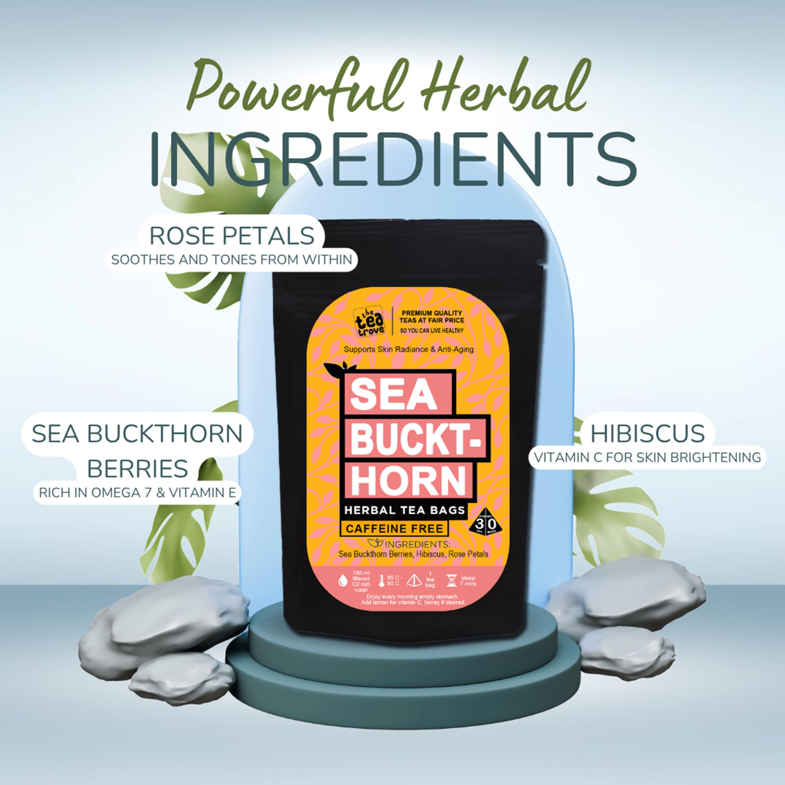 The Tea Trove Sea Buckthorn Berry Tea Bags 30 Count | Seabuckthorn ...