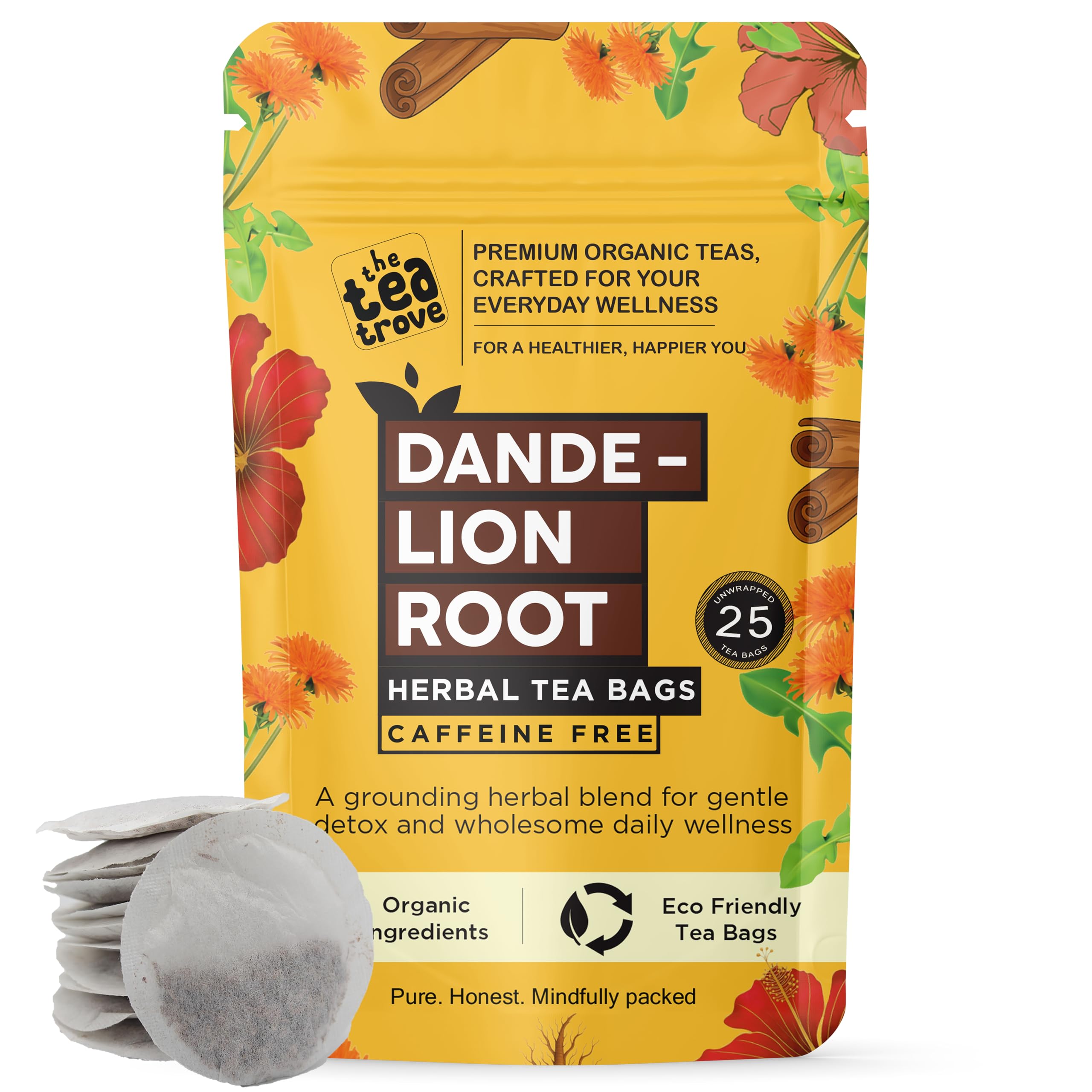 the tea trove Organic Dandelion Tea Bags|25 Eco-Friendly Dandelion Root ...